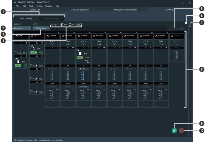 “Monitor” screen