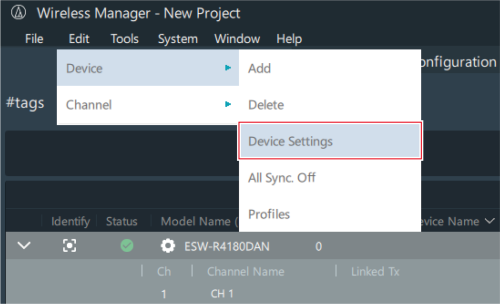 How to open the “Device Setting” screen.