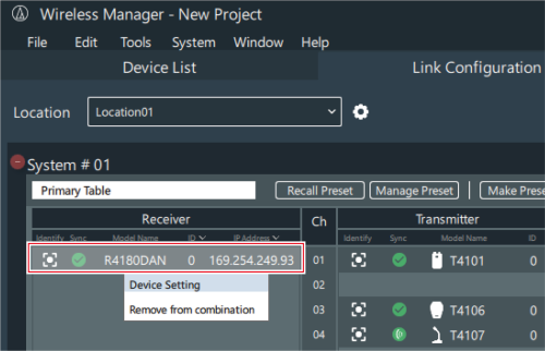 How to open the “Device Setting” screen.