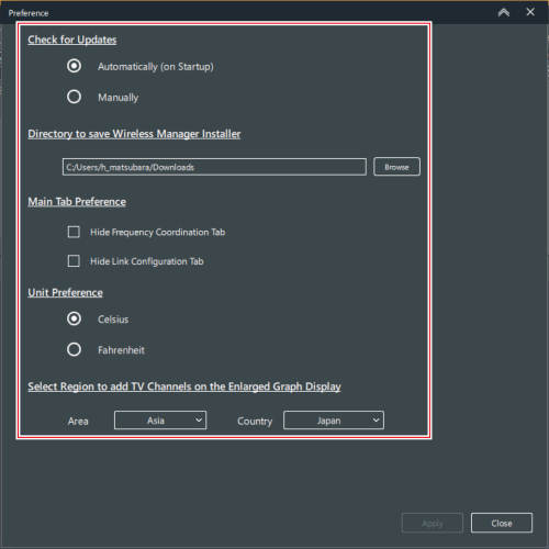 Configuring preferences